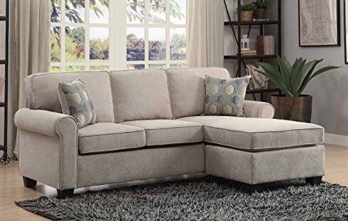 Homelegance Clumber 82" Reversible Sectional with Accent Pillows, Beige