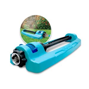 aqua joe sji-oms16 indestructible metal base oscillating sprinkler with adjustable spray, 3600-square foot coverage