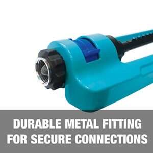 Aqua Joe SJI-OMS16 Indestructible Metal Base Oscillating Sprinkler with Adjustable Spray, 3600-Square Foot Coverage