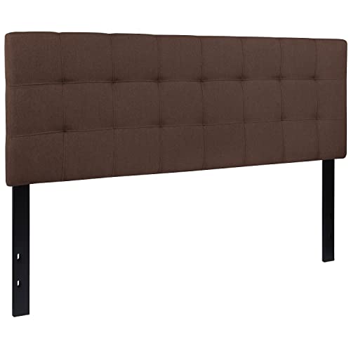 Flash Furniture Bedford Tufted Upholstered Queen Size Headboard in Dark Brown Fabric