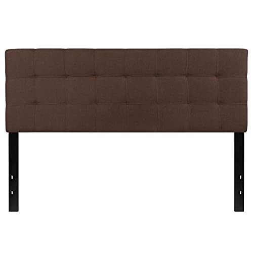 Flash Furniture Bedford Tufted Upholstered Queen Size Headboard in Dark Brown Fabric