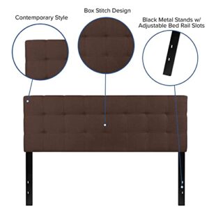 Flash Furniture Bedford Tufted Upholstered Queen Size Headboard in Dark Brown Fabric