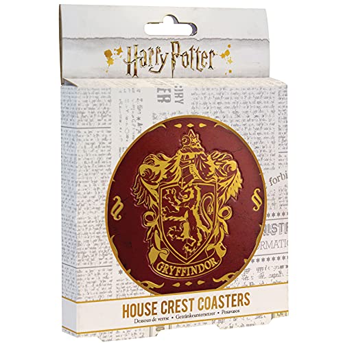 Paladone Harry Potter Coasters for Drinks - Hogwarts Crest Design - Premium Metal Drink Coasters