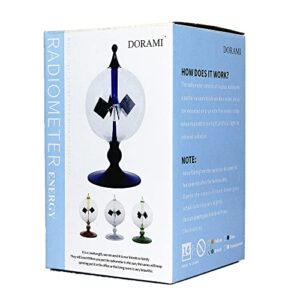 DORAMI Blue Solar Power Radiometer Sun Light Energy Crookes Spinning Vanes Windmill Gift Home Desk Decoration