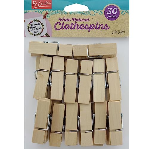 Leisure Arts Natural Clothespins Wood 1.5" Wide 30pc