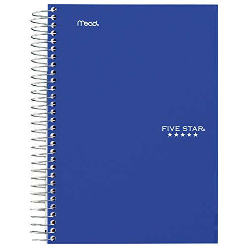 Five Star Spiral Notebook, 5 Subject, College Ruled Paper, 9-1/2" x 6", Blue (73659)