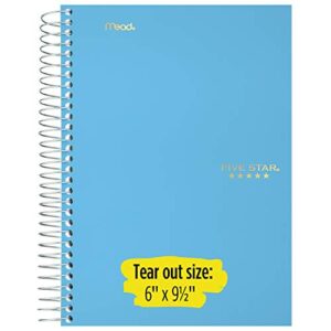 Five Star Spiral Notebook, 5 Subject, College Ruled Paper, 9-1/2" x 6", Blue (73659)