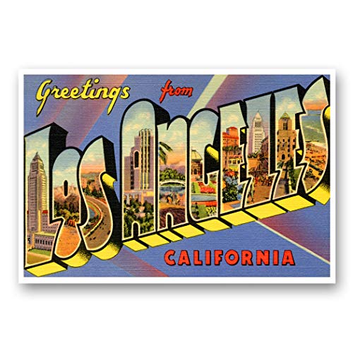 GREETINGS FROM LOS ANGELES, CA vintage reprint postcard set of 20 identical postcards. Large letter Los Angeles, California city name post card pack (ca. 1930's-1940's). Made in USA.