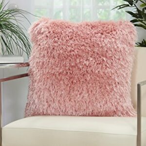 Mina Victory Shag Yarn Shimmer Shag Rose 14" x 20" Throw Pillow