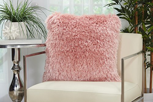 Mina Victory Shag Yarn Shimmer Shag Rose 14" x 20" Throw Pillow