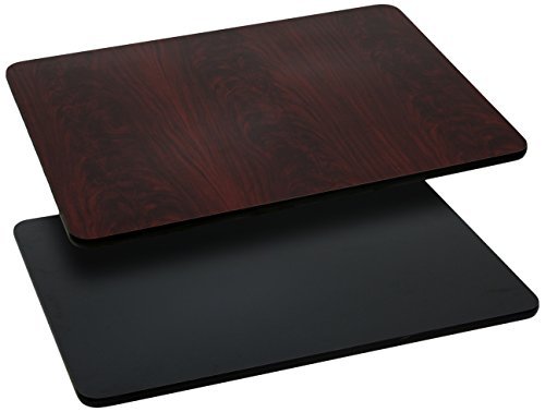 Flash Furniture Glenbrook 2 Pack 24'' x 42'' Rectangular Table Top with Black or Mahogany Reversible Laminate Top