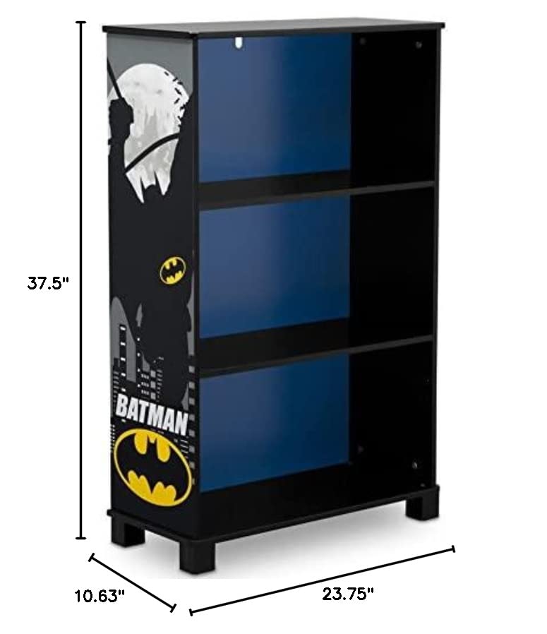 Delta Children Deluxe 3-Shelf Bookcase - Ideal for Books, Homeschooling & More, DC Comics Batman - Greenguard Gold Certified, Decor