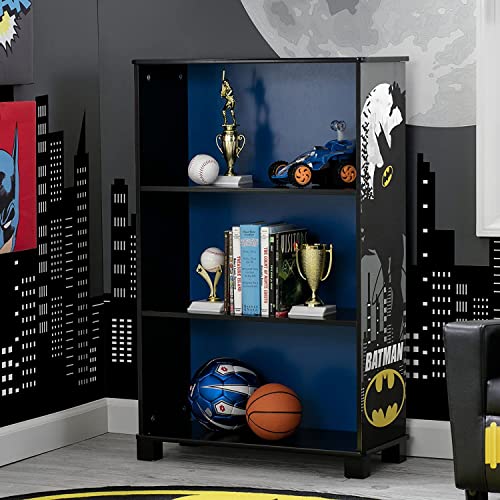 Delta Children Deluxe 3-Shelf Bookcase - Ideal for Books, Homeschooling & More, DC Comics Batman - Greenguard Gold Certified, Decor