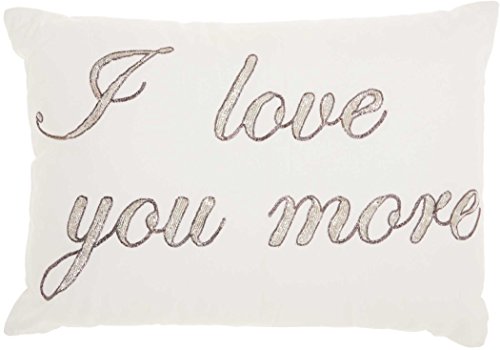 Nourison Mina Victory DR164 Luminescence I Love You More Throw Pillow, 14" x 20", Pewter