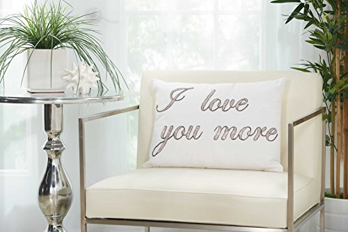 Nourison Mina Victory DR164 Luminescence I Love You More Throw Pillow, 14" x 20", Pewter