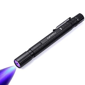 infray pen flashlight black light, zoomable, small 395nm blacklight detector for dog urine & dry stain. ipx5 water-resistant, powered by 2aaa batteries