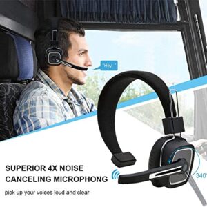 Electronic Home Truck Driver Bluetooth Headset/Office Headset with Microphone, BT 5.0 Wireless Over The Head Headset with Extra Boom Mic for Trucker,Truck Driver, Phones,Call Center, Skype, VoIP