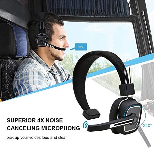 Electronic Home Truck Driver Bluetooth Headset/Office Headset with Microphone, BT 5.0 Wireless Over The Head Headset with Extra Boom Mic for Trucker,Truck Driver, Phones,Call Center, Skype, VoIP