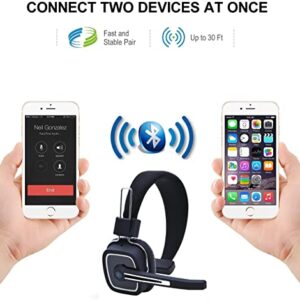 Electronic Home Truck Driver Bluetooth Headset/Office Headset with Microphone, BT 5.0 Wireless Over The Head Headset with Extra Boom Mic for Trucker,Truck Driver, Phones,Call Center, Skype, VoIP