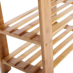 Livebest Wooden Shoe Rack Bench 2 Tier Boot Organizing Rack Entryway Storage Shelf Hallway Bamboo Furniture for Home,Office,School