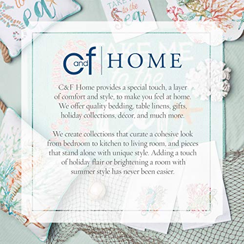 C&F Home Shell Burlap Applique Throw Pillow Blue Off White Coastal Tropical Ocean Sea Life Design Handcrafted Cotton Applique Pillow 18" x 18" Blue