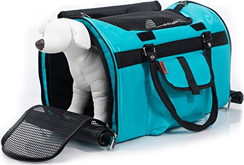 Prefer Pets Trave Gear Pet Travel Carrier with Privacy Covers - Soft-Sided - Airline Approved with Side Pocket, Velcro Handle & Padded Shoulder Strap - Perfect for Small Dogs and Cats