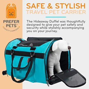 Prefer Pets Trave Gear Pet Travel Carrier with Privacy Covers - Soft-Sided - Airline Approved with Side Pocket, Velcro Handle & Padded Shoulder Strap - Perfect for Small Dogs and Cats