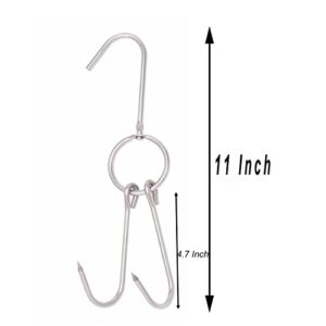 Alele Double Hooks,2pack Meat Hooks Poultry Roasting Hooks Butcher Hook Processing Meat Hook Stainless Steel Rotary Device Slaughtering Barbecue