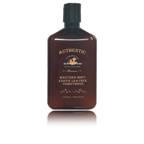 Griffin Western Exotic Leather Conditioner (8 oz.) - Non-Toxic Formula for Cowboy Boots, Snakeskin, Alligator, Crocodile, Leather Apparel and More! - Made in The USA Brown