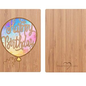 Happy Birthday Card by HeartSpace, Birthday Balloon Design: Premium Wooden Greeting Cards Handmade From Sustainable Real Bamboo Wood