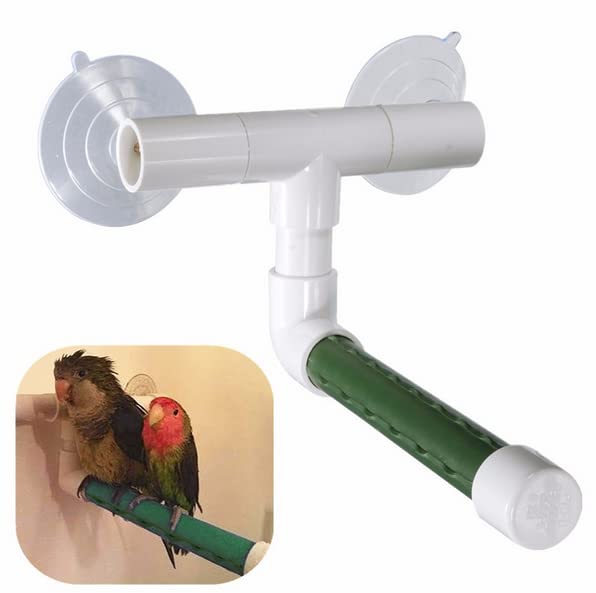 Bird Shower Stand, Portable Bird Perches for Shower, Foldable Suction Cup Window Shower Bath Wall Paw Grinding Stand Toy, Nonslip Bath Perch Toys for Parrot Budgie Cockatoo Other Similar Size Birds