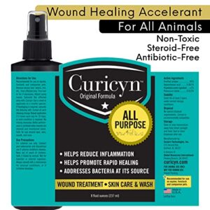 Curicyn, Wound Treatment Spray for All Animals - Original Formula, Helps Reduce Inflammation, Easy and Effective Pet Wound Care, Dog and Cat Skin Care Infection Treatment, - 8 oz Spray Bottle