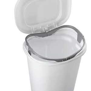 Rubbermaid Classic 13 Gallon Premium Step-On Trash Can with Lid and Stainless-Steel Pedal, White Waste Bin for Kitchen