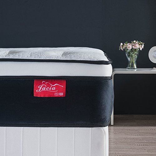 Jacia House King Mattress, 12 Inch Pillow-Top Pocket Spring Hybrid Mattress - Bed in a Bag - 100% Natural Latex Double Hybrid Firm Mattress King