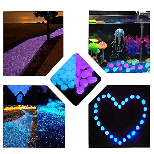 chic style Glow Stone Glowing in The Dark Pebbles Outdoor Decor Fish Tank Walkway Gravel Rocks Decoration (Pink in Daytime, Purple in The Dark)