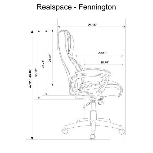 Realspace® Fennington Bonded Leather High-Back Chair, Brown/Black