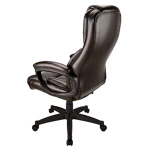 Realspace® Fennington Bonded Leather High-Back Chair, Brown/Black