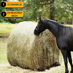 Texas Haynet - Round Bale Hay Net Slow Feed - Durable Round Bale Feeder for Horses - American Made UV Resistant Nylon Net - Fits Round Bales 4x6-6x6 or Square Bales 3x3x8-4x4x8 with 1.75" Holes