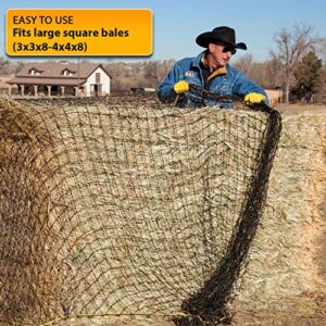 Texas Haynet - Round Bale Hay Net Slow Feed - Durable Round Bale Feeder for Horses - American Made UV Resistant Nylon Net - Fits Round Bales 4x6-6x6 or Square Bales 3x3x8-4x4x8 with 1.75" Holes