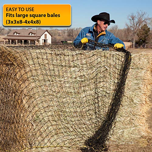 Texas Haynet - Round Bale Hay Net Slow Feed - Durable Round Bale Feeder for Horses - American Made UV Resistant Nylon Net - Fits Round Bales 4x6-6x6 or Square Bales 3x3x8-4x4x8 with 1.75" Holes