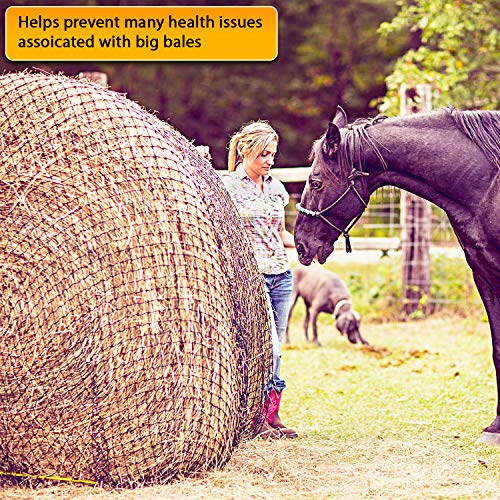 Texas Haynet - Round Bale Hay Net Slow Feed - Durable Round Bale Feeder for Horses - American Made UV Resistant Nylon Net - Fits Round Bales 4x6-6x6 or Square Bales 3x3x8-4x4x8 with 1.75" Holes