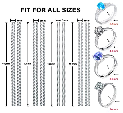 Invisible Ring Size Adjuster for Loose Rings – Ring Guard, Ring Sizer, 4 Sizes Fit Almost Any Ring. [12pcs]