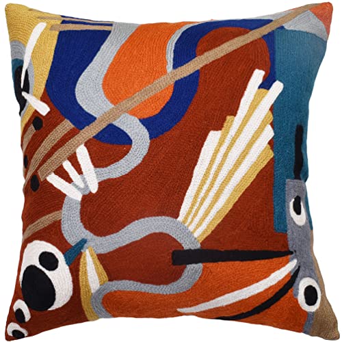 Kandinsky Modern Throw Pillow Cover - Red Intuitive | Abstract Pillow | Modern Couch Pillow| Contemporary Pillows | Outdoor Pillow | Mid Century Chair Cushions | Handmade Wool Size 18x18