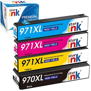 starink 970xl 971xl ink cartridges comaptible replacement for hp 971 970 ink cartridges used for hp officejet pro x476dw x576dw x451dw x551dw x451dn x476dn printer(4-pack)