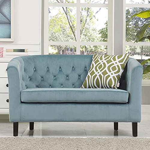 Modway EEI-2615 Prospect Velvet Upholstered Contemporary Modern Loveseat In Sea Blue