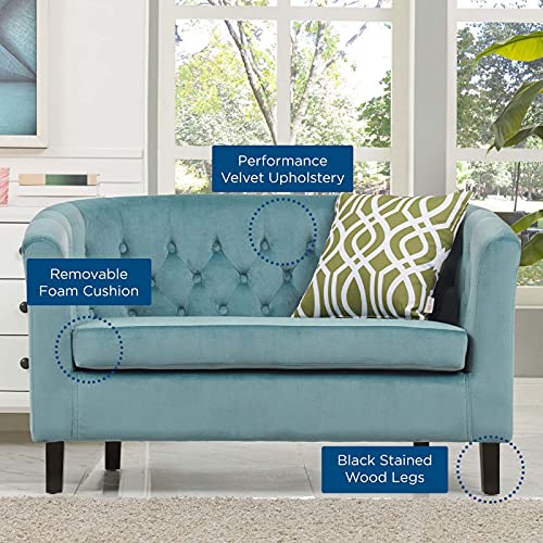 Modway EEI-2615 Prospect Velvet Upholstered Contemporary Modern Loveseat In Sea Blue