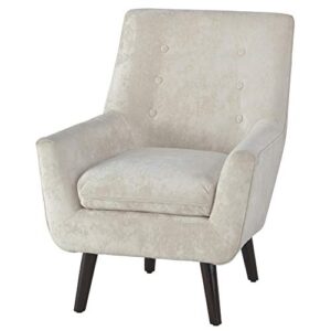 signature design by ashley zossen contemporary velvet tufted accent chair, cream