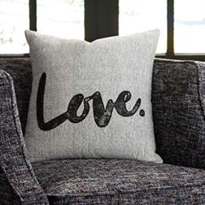 Signature Design by Ashley "Love" Mattia Throw Pillow, 18 x 18 Inches, Gray & Black