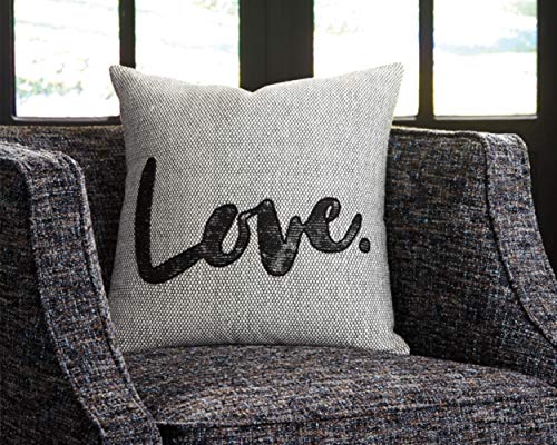 Signature Design by Ashley "Love" Mattia Throw Pillow, 18 x 18 Inches, Gray & Black