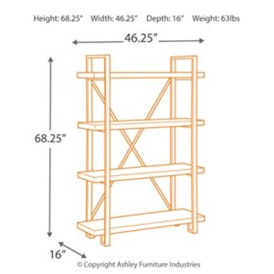 Signature Design by Ashley Forestmin Vintage 4 Tier Wood Bookcase, Light Brown